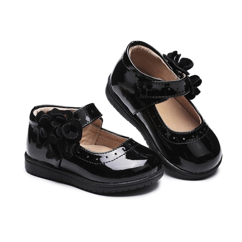 Leather Loafers With Flower Strap For Girls - LittleGuchi.com